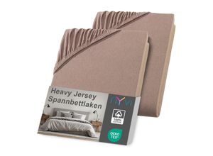 4255636637557 - NYVI Spannbettlaken DreamScience Heavy Jersey - Spannbetttuch Formstabil 160g m² Rundum-Gummizug Bügelfrei Farbenougat Größe120x200 - 130x200 cm (2er Pack)
