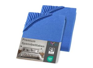 4255636638790 - NYVI Spannbettlaken DreamScience Premium - Komfort Spannbetttuch 190g m² Einlaufschutz Bügelfrei mit Gummizug Farberoyalblau Größe180 - 200x220 + 40 cm Boxspringbett (2er Pack)