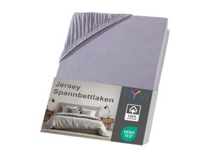 4255636631340 - NYVI Jersey Spannbettlaken DreamScience für Matratzen bis 22 cm Höhe - Weich & Anschmiegsam Rundumgummizug Bügelfrei Farbegrau Größe180x200 - 200x200 cm