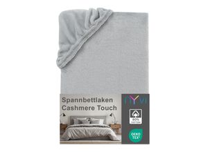 4255636635089 - NYVI Spannbettlaken DreamScience Cashmere Touch Spannbetttuch - Kuschelweiches & Wärmendes Bettlaken für Matratzenhöhe bis zu 22 cm Farbesilber Größe140x200 - 160x200 cm