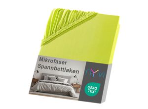 4255636632354 - NYVI Spannbettlaken DreamScience Mikrofaser - Weich & Anschmiegsam Rundumgummizug Bügelfrei Farbeapfelgrün Größe180 - 200x220 + 40 cm Boxspringbett