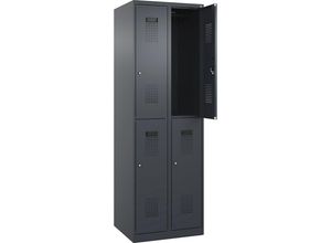 4067521995853 - Doppelstock-Spind Evolo PLUS 2 Abteile grau B 600 mm mit Bodengleitern Zylinderschloss C+P