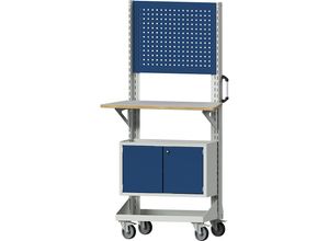 4014641240950 - Werkzeug- und Materialwagen mit Lochplatte Arbeitsplatte Schrank blau ANKE