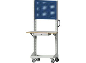 4014641240943 - Werkzeug- und Materialwagen mit Lochplatte Arbeitsplatte Schublade blau ANKE
