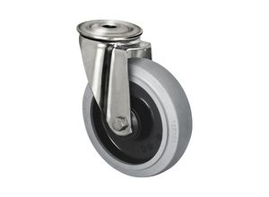 4260565396581 - Elastik-Reifen auf PA-Felge Edelstahlgehäuse Rad-Ø x Breite 125 x 38 mm Rückenloch ab 2 Stk Lenkrolle Kugellager kaiserkraft