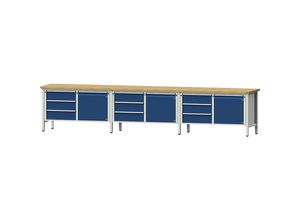 4014641051471 - Werkbank extrabreit Gestellbauweise 3 Türen 9 Schubladen mit Teilauszug Buchemassivplatte ANKE