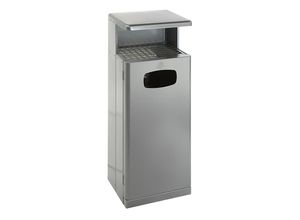 8713631042814 - Abfallsammler mit Ascherdach Aluminium Volumen 55 l BxHxT 345 x 1030 x 400 mm grau kaiserkraft