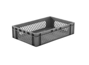 4031022090430 - Euro-Format-Stapelbehälter Wände durchbrochen Boden geschlossen LxBxH 600 x 400 x 145 mm grau VE 5 Stk kaiserkraft