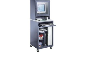 4061753023452 - Computer-Rollladenschrank für Bildschirm bis 20\ fahrbar blaugrau kaiserkraft