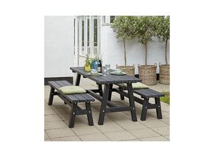 5703393732941 - Sitzgarnitur Tisch 2 Bänke schwarz Tisch-LxBxH 1770 x 750 x 720 mm kaiserkraft