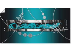 4059745913454 - Wandbild ARTLAND Silber abstrakt auf petrol Bilder Gr B H 100 cm x 50 cm Poster Gegenstandslos 1 St blau Bild Metallbild Metallbilder Bilder als Alubild Leinwandbild Wandaufkleber oder Poster in versch Größen