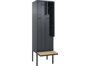 4068192986898 - Z-Spind Evolo PLUS Sitzbank 2 Abteile grau B 600 mm Zylinderschloss mit auskragender Sitzbank Buche kaiserkraft