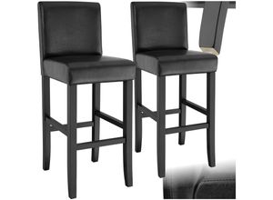4061173077769 - tectake® 2er Set Barhocker gepolstert mit Rückenlehne Stuhlbeine aus Massivholz Sitzhöhe 76 cm