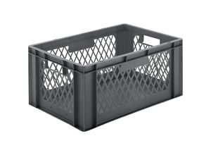 4031022090584 - Euro-Format-Stapelbehälter Wände durchbrochen Boden geschlossen LxBxH 600 x 400 x 270 mm grau VE 5 Stk kaiserkraft