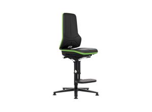 4016849541174 - NEON Arbeitsdrehstuhl ESD Gleiter Aufstiegshilfe Permanentkontakt Kunstleder Flexband grün bimos