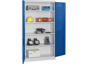 4061753275530 - eurokraft pro Materialschrank Tiefe 450 mm 4 Fachböden und Vollblechtüren Türen blau