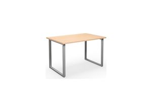 4061753262554 - Mehrzwecktisch DUO-O gerade Platte Tiefe 800 mm Breite 1200 mm Birke   silber kaiserkraft