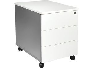 5905745100822 - Rollcontainer Portland HxBxT 550 x 420 x 600 mm lichtgrau   weiß gebürstet kaiserkraft