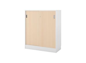 5905745101461 - Schrank Chicago mit Schiebetüren HxBxT 1353 x 1215 x 400 mm weiß gebürstet   Birke kaiserkraft