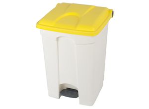 4897020623151 - EUROKRAFTbasic Pedal- Tretabfallsammler Volumen 45 l BxHxT 410 x 600 x 400 mm weiß Deckel gelb