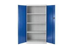 4061753283894 - Werkzeugschrank mit Lochprägung 3 Fachböden Türen enzianblau kaiserkraft