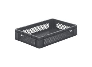 4031022090386 - Euro-Format-Stapelbehälter Wände durchbrochen Boden geschlossen LxBxH 600 x 400 x 120 mm grau VE 5 Stk kaiserkraft