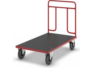 7350050358068 - Plattformwagen in rot 1200x700x1000mm mit Schiebegriff aus Stahlrohr und Gummibereifung mit Bremse - Kongamek
