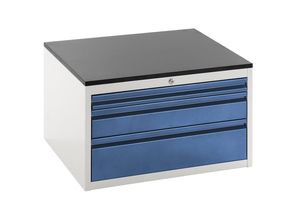 4040376926722 - Schubladenschrank mit Teleskopführungen Höhe 460 mm Schubladen 1 x 60 1 x 120 1 x 180 mm lichtgrau   enzianblau Breite 770 mm RAU