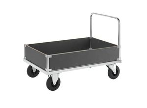 7350050352424 - Kongamek - Kastenwagen verzinkt 1200x800x900mm mit Ladefläche Schiebegriff und 4 Wänden 400mm hoch mit Gummibereifung ohne Bremse