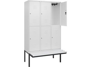 4066681801097 - Doppelstock-Spind Classic PLUS Sitzbank 3 Abteile verkehrsweiß B 1200 mm Zylinderschloss auskragend Kunststoff C+P