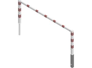 4250384705886 - Wegesperre schwenkbar mit Oberholm weiß mit roten Reflexstreifen Breite 2500 mm Schake