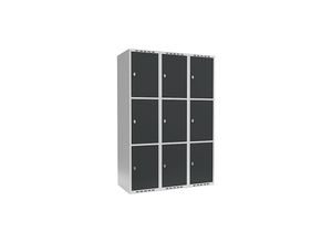 7042423062251 - 3er-Schließfachschrank Fydor 3 Abteile lichtgrau   grau B 1200 mm 3 Abteile flache Dachform Vorhängeschloss kaiserkraft