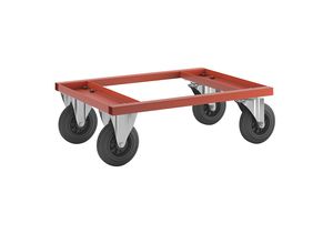7350050352028 - Palettenwagen KM217-H Palettenwagen niedrig 600x800x270mm (BxLxH) bis 800kg belastbar 2 Bockrollen 2 Lenkrollen rot 735005