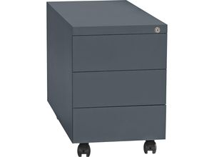 4061753007087 - eurokraft basic Rollcontainer Stahl 1 Stiftschale 3 Materialschübe Tiefe 790 mm basaltgrau