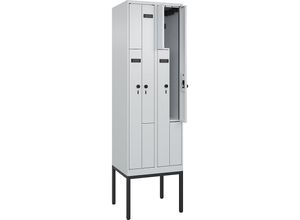 4068192908081 - Z-Spind Evolo PLUS 2 Abteile lichtgrau B 600 mm 4 Fächer mit schmalen Füßen Sicherheits-Drehriegel kaiserkraft