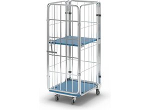 4260474941650 - Rollbehälter nestbar 4-seitig mit Kunststoffboden HxBxT 1770 x 729 x 818 mm mit 1 Einlegeboden kaiserkraft