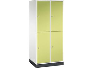 4062084612728 - Doppelstock-Spind Intro 2 Abteile reinweiß   viridingrün BxT 820 x 600 mm C+P