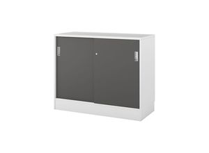 5905745101560 - Schrank Chicago mit Schiebetüren HxBxT 948 x 1215 x 400 mm weiß gebürstet   dunkelgrau kaiserkraft