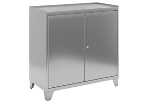 4061753116789 - Edelstahl-Werkzeugschrank mit Stollenfüßen mit 2 Fachböden 2 Schubladen 70 mm HxBxT 1000 x 1000 x 500 mm kaiserkraft