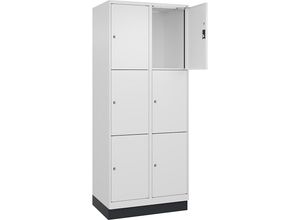 4068192024057 - 3er-Schließfachschrank Evolo PLUS 2 Abteile weiß B 800 mm 6 Fächer mit Bodensockel Zylinderschloss kaiserkraft