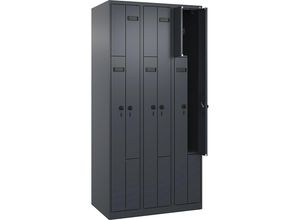 4068192633501 - Z-Spind Evolo PLUS 3 Abteile grau B 900 mm 6 Fächer mit Bodengleitern Sicherheits-Drehriegel kaiserkraft
