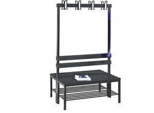 4064615079130 - Garderobenbank BASIC doppelseitig Kunststoffleisten Länge 1000 mm schwarzgrau Schuhrost C+P