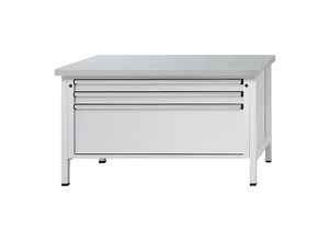 4014641405212 - Werkbank mit XL XXL-Schubladen Gestellbauweise Breite 1500 mm 3 Schubladen Stahlblechbelagplatte Front lichtgrau ANKE