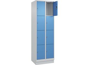 4068192022848 - 4er-Schließfachschrank Evolo PLUS 2 Abteile lichtgrau   lichtblau B 600 mm 8 Fächer mit Bodensockel Zylinderschloss kaiserkraft
