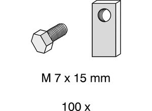 4250623749800 - Schrauben M 7 x 15 mm VE 100 Stk mit Spezialmuttern hofe