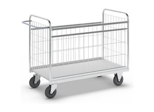 7350050355593 - Paketwagen KM10000-M 650x1390x1025mm (BxLxH) bis 300kg belastbar 2 Bockrollen 2 Lenkrollen verzinkt 7350050355593 Kongamek