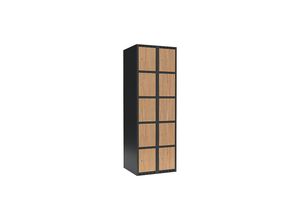 7042424846287 - 5er-Schließfachschrank Fydor 2 Abteile grau   Eiche B 600 mm 2 Abteile flache Dachform Zylinderschloss kaiserkraft