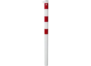 4250384712600 - Absperrpfosten Ø 76 mm weiß   rot zum Einbetonieren mit 1 Öse Schake