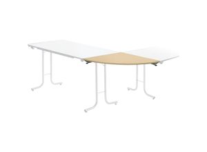 3700245508589 - Anbautisch zu Klapptisch Plattenform Viertelkreis 700 x 700 mm Gestell schwarz Platte Ahorn-Dekor kaiserkraft