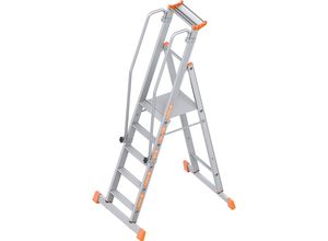 4035209355787 - Alu-Podestleiter einseitig begehbar klappbar 5 Stufen Layher